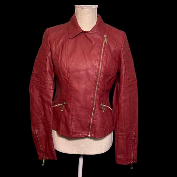 a.n.a | Jackets & Coats | Nwt Ana Red Faux Leather Jacket Small | Poshmark